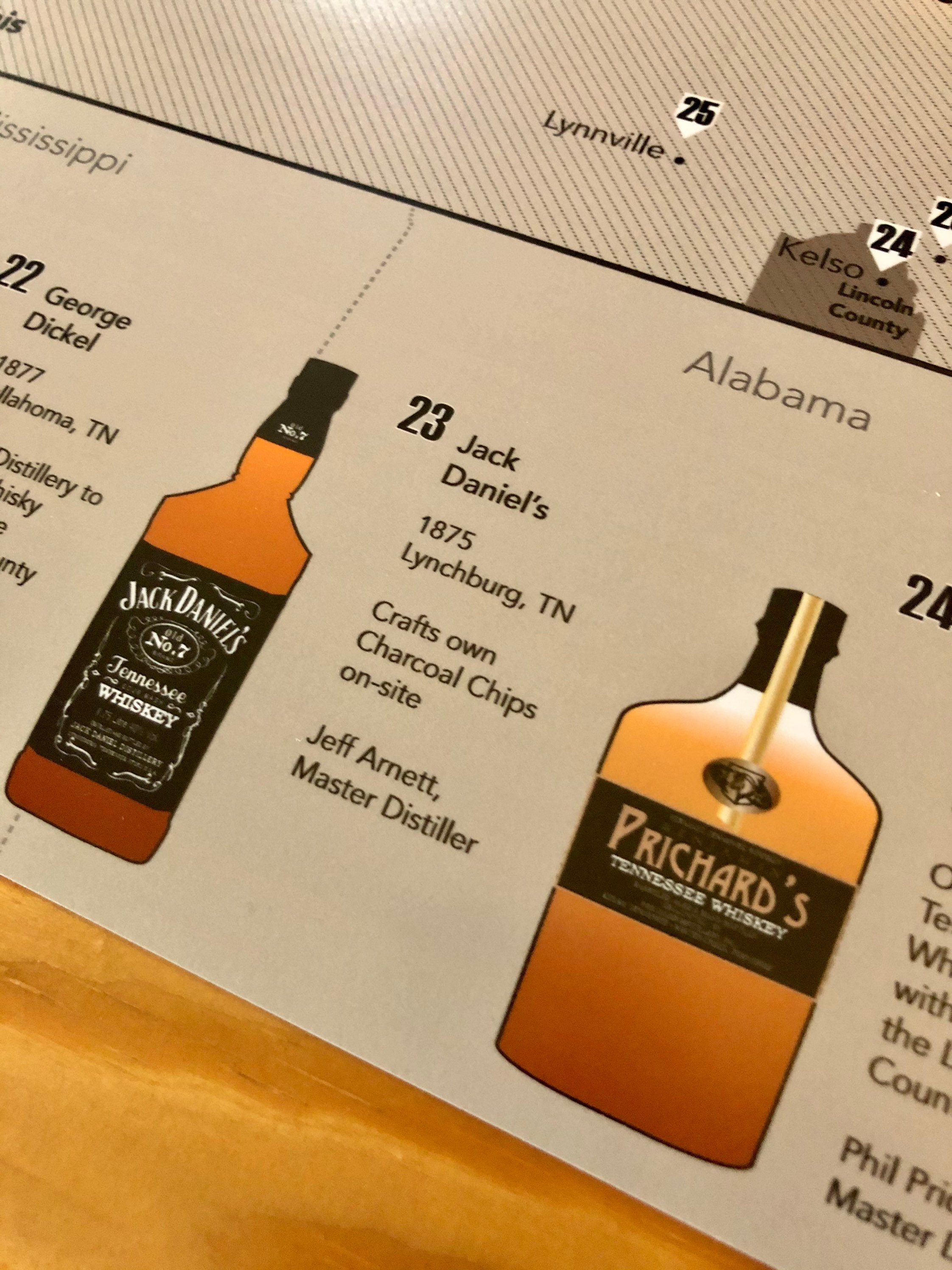 Kentucky Bourbon and Tennessee Whiskey Distilleries Map and - Etsy