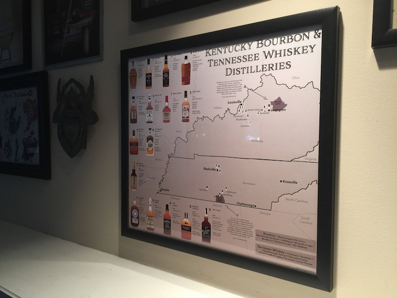 Kentucky Bourbon and Tennessee Whiskey Distilleries Map and | Etsy