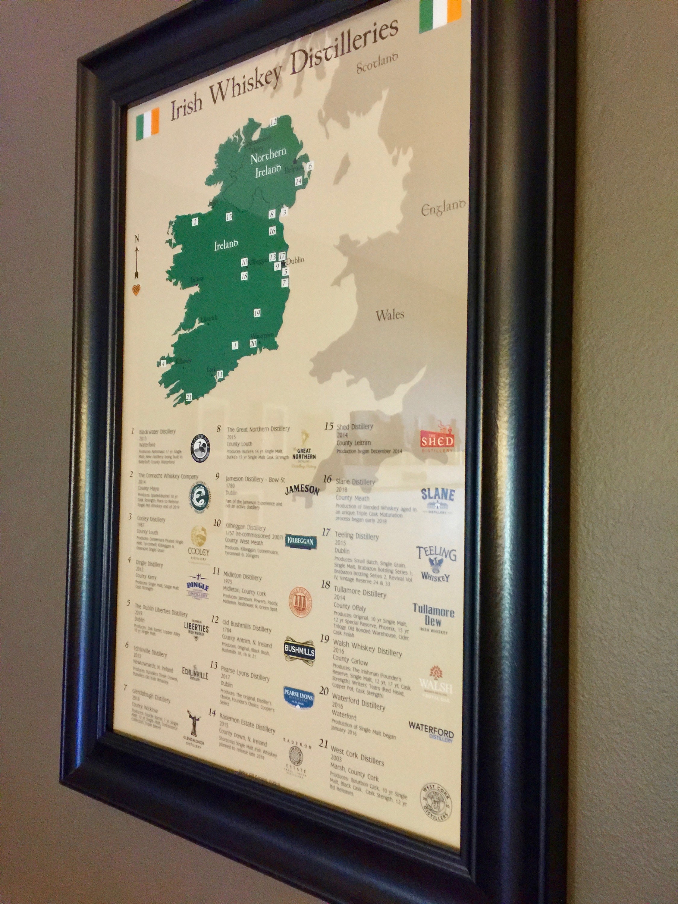 Irish Whiskey Distilleries Map Poster for Man Cave Distillery - Etsy Canada