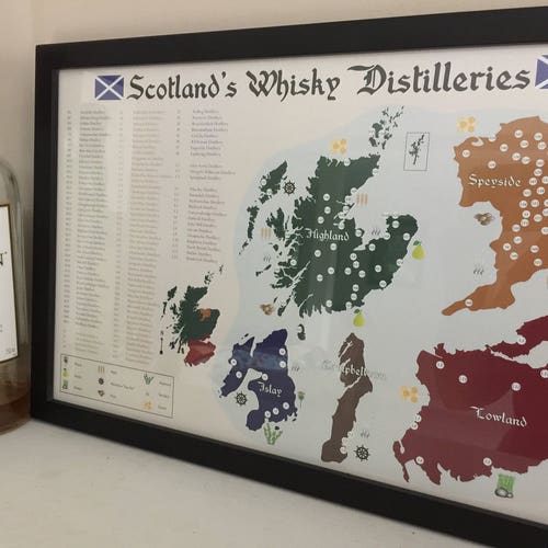 Scotland Distilleries Map - Etsy