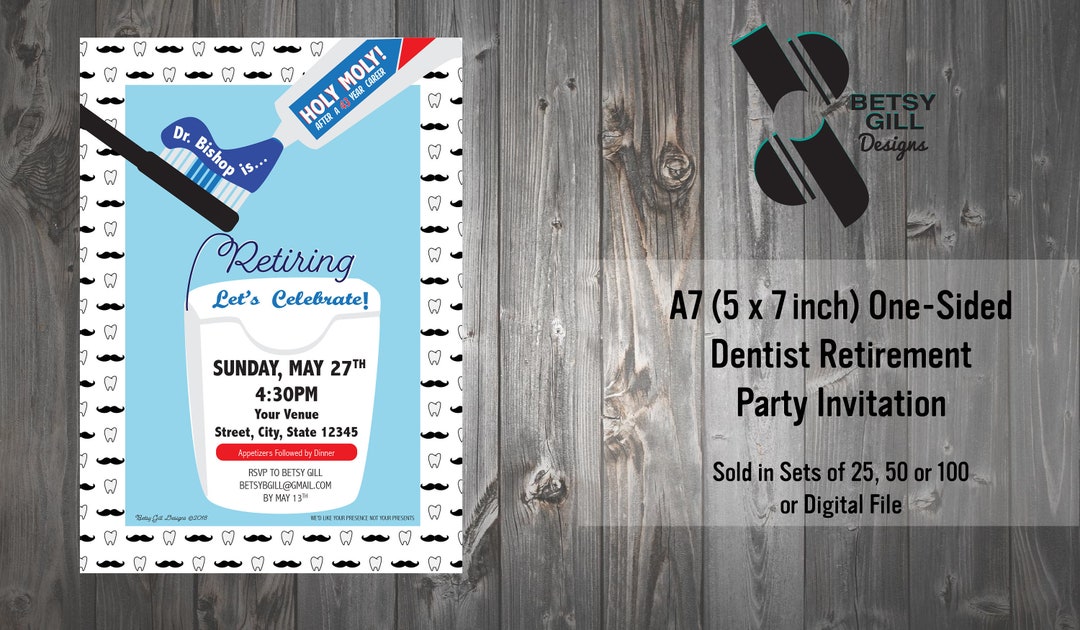 Dentist Retirement Party Invitations: Holy Moly Tooth Theme - Etsy Canada