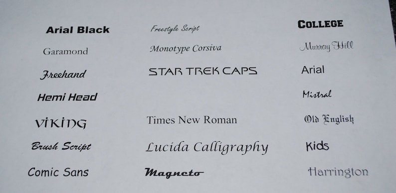 Laser Engraved Font Options to Use-updated on 2/24/22-no | Etsy