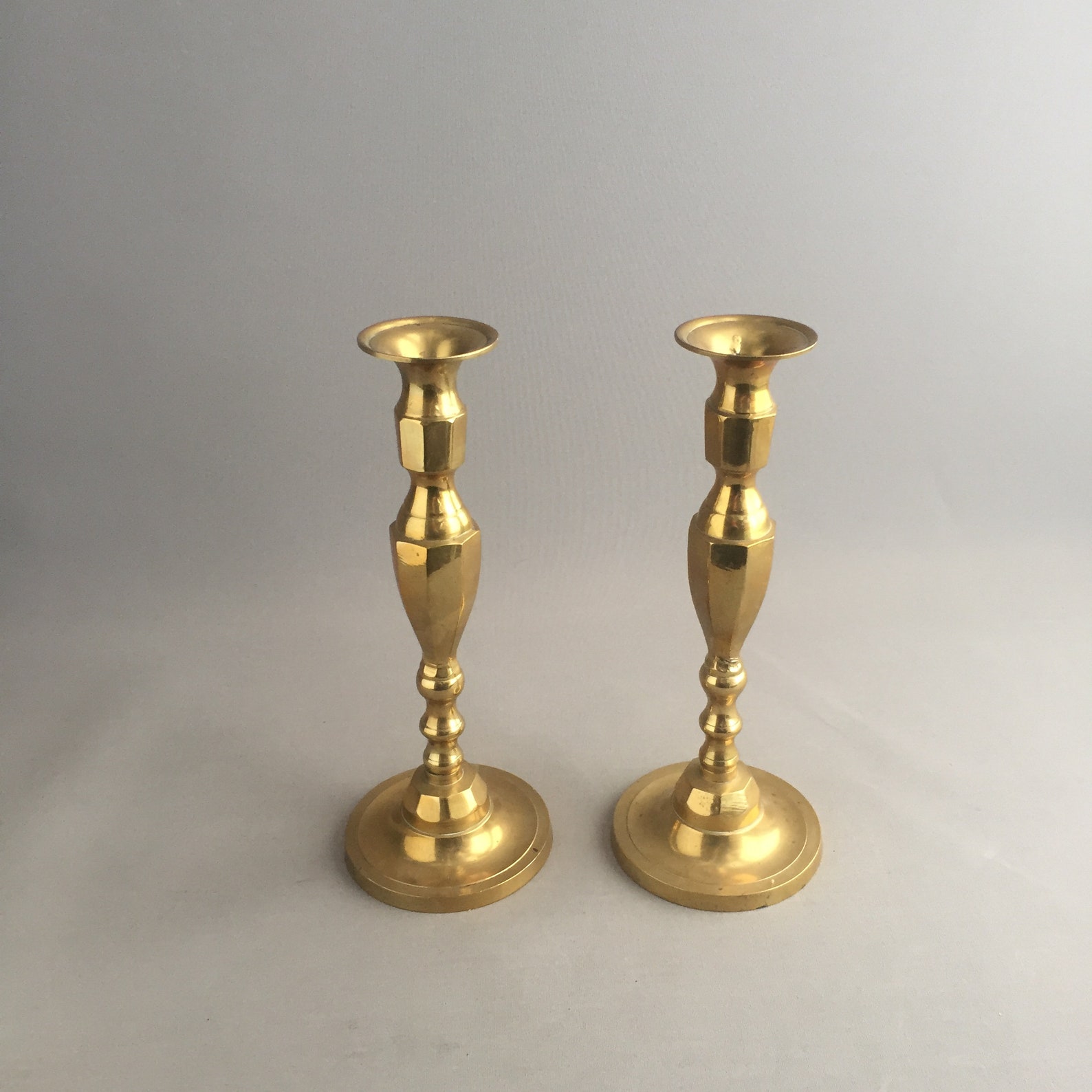 Large Brass Chunky Candlesticks | Etsy UK