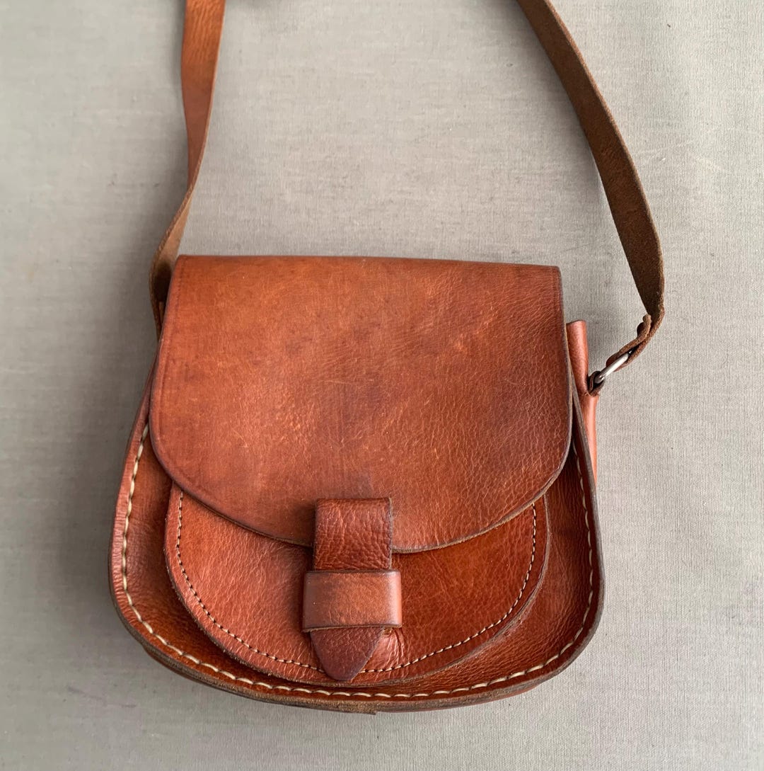 Tan Loop Closure Cross Body Leather Saddle Bag - Etsy