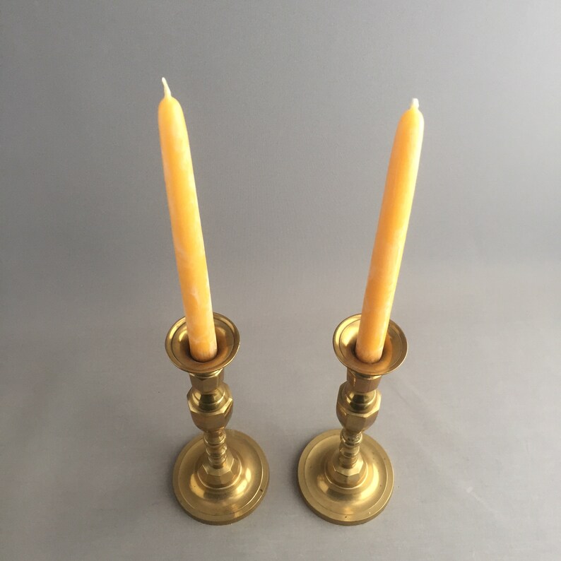 Large Brass Chunky Candlesticks | Etsy UK