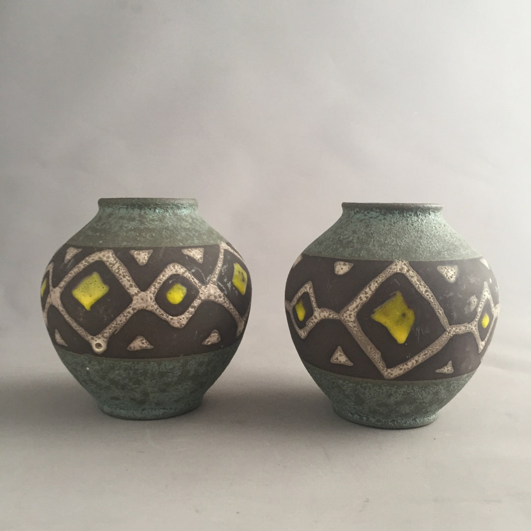 Pair of West German Style Ceramic Pots - Etsy