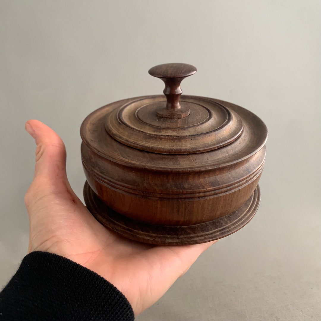 Victorian Treen Turned Wood Elm Bowl With Lid - Etsy