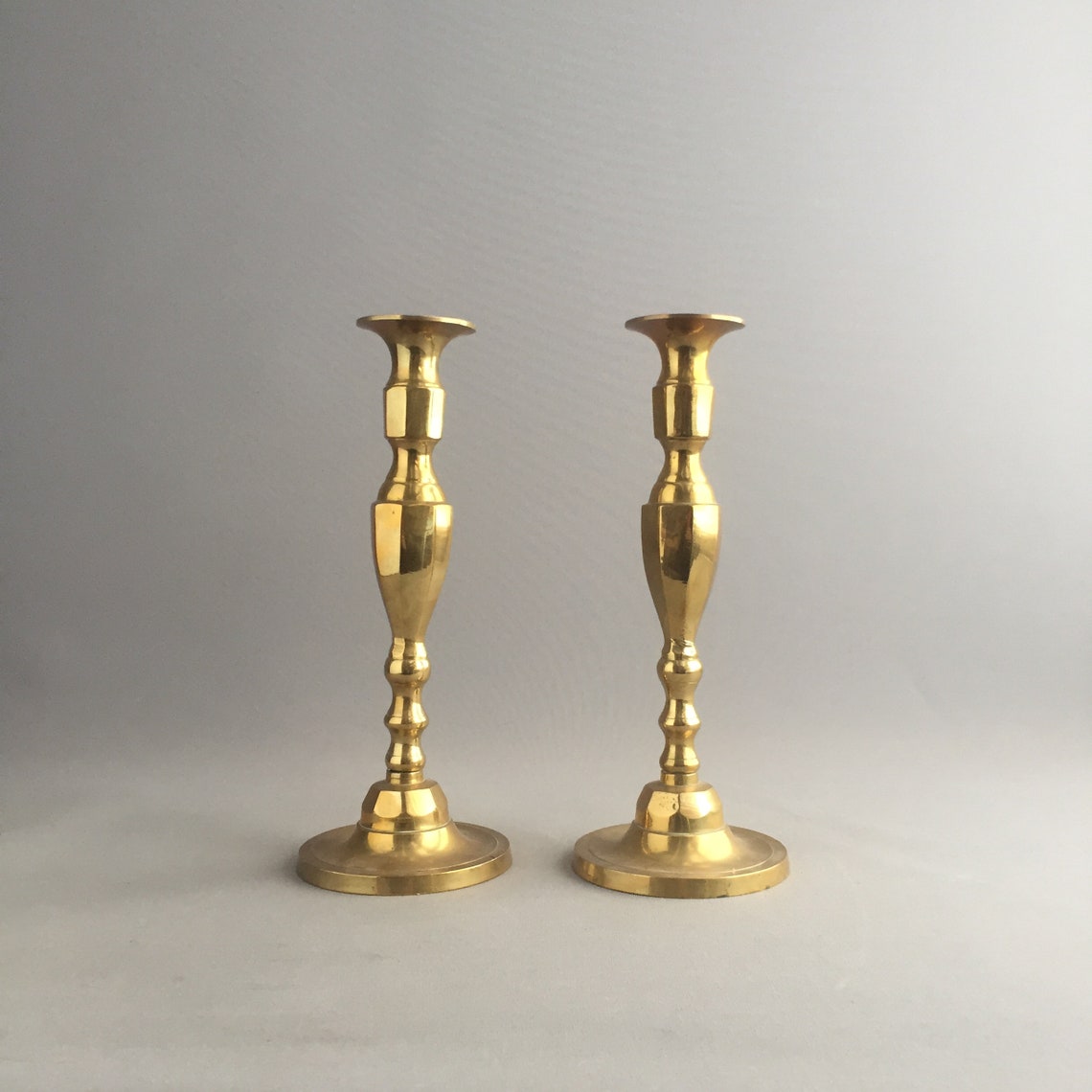 Large Brass Chunky Candlesticks | Etsy UK