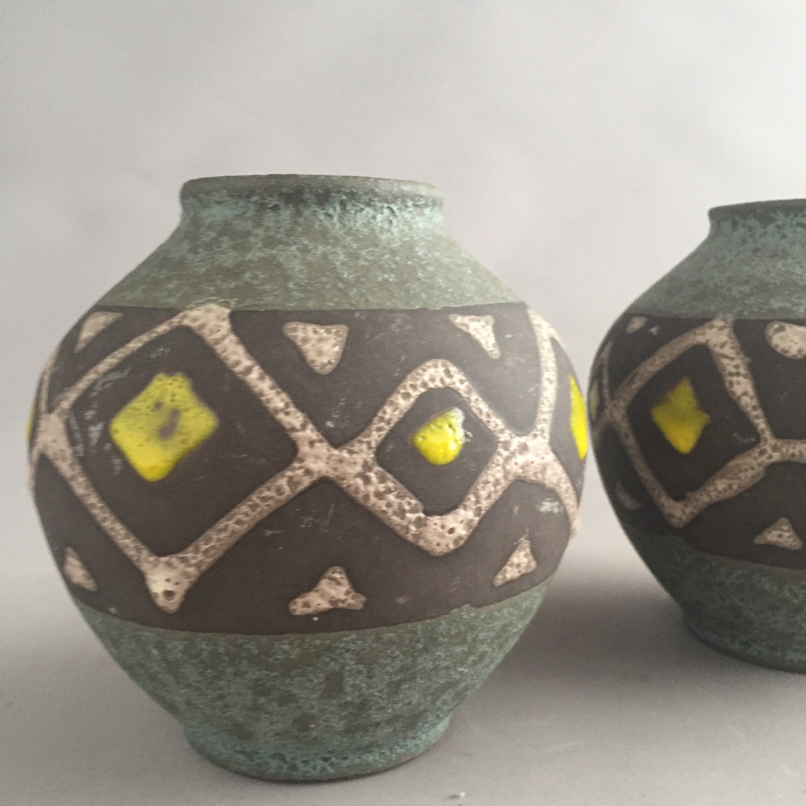 Pair of West German Style Ceramic Pots - Etsy