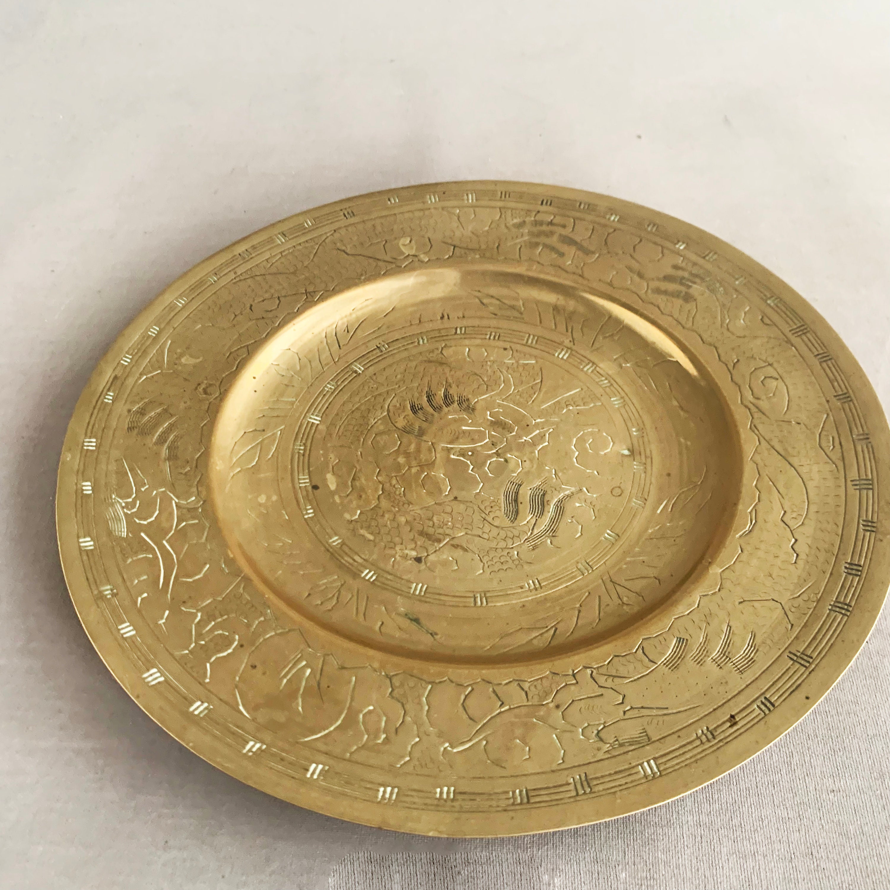Antique Chinese Brass Plate - Etsy