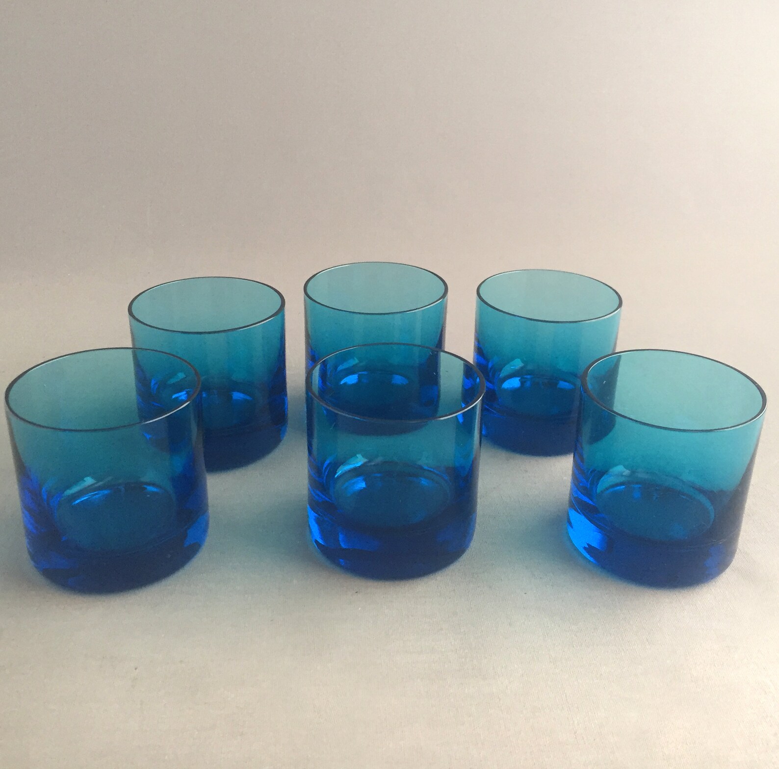 1960s blue glass tumblers x 6 | Etsy