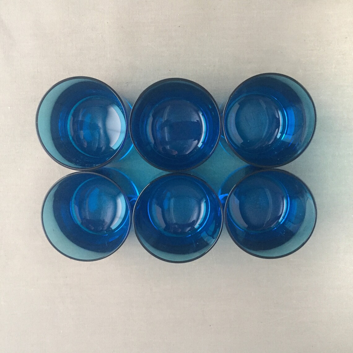 1960s Blue Glass Tumblers X 6 - Etsy