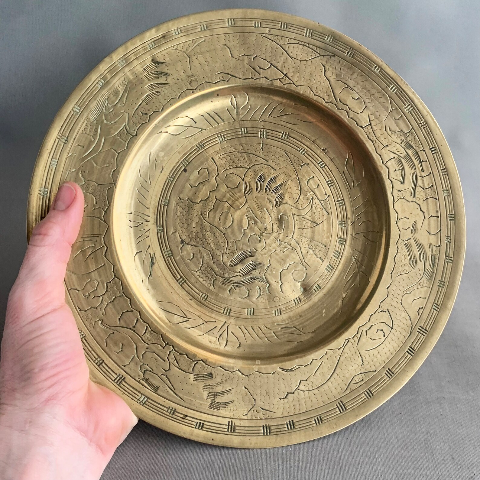 Antique Chinese Brass Plate - Etsy