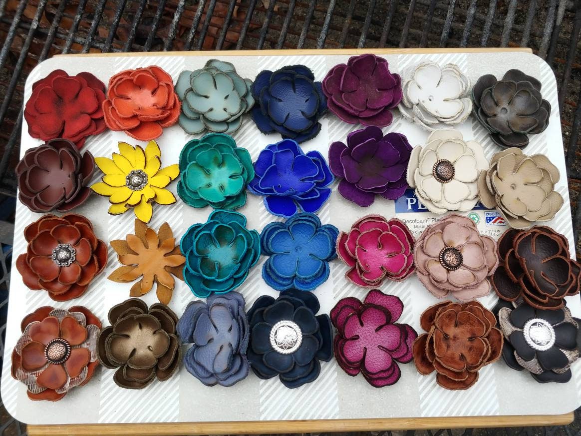 Leather Flower Hat Pin Clip - Etsy