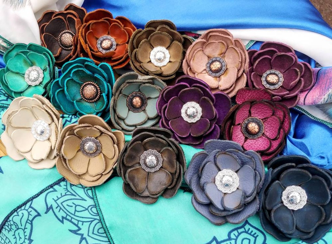 Leather Flower Hat Pin Clip - Etsy