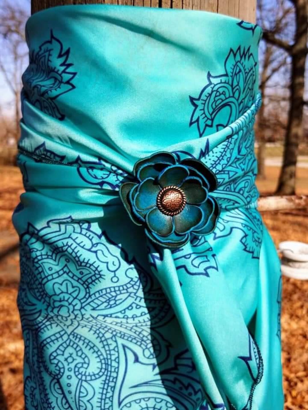 Leather Flower Wild Rag Scarf Slide - Etsy