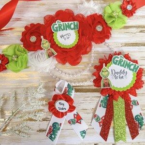 Grinch Baby Shower Sash, Christmas Grinch Red and Green Baby Shower ...