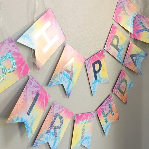 Tie Dye Birthday Banner Tie Dye Banner for Birthday Tie Dye - Etsy