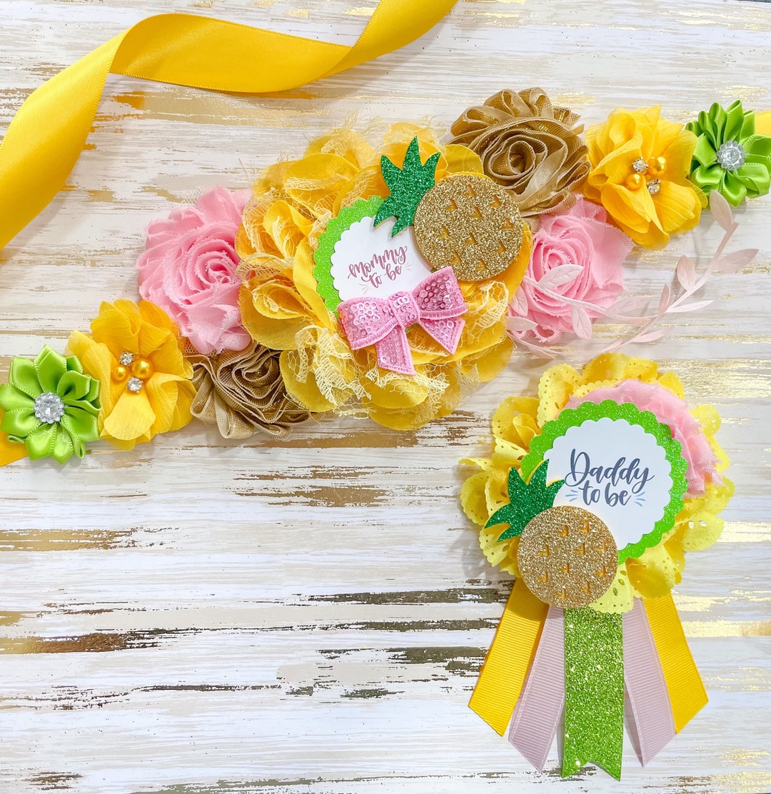 Pineapple Aloha Baby Shower Mom to Be Maternity Sash, Pineapple Mom to ...