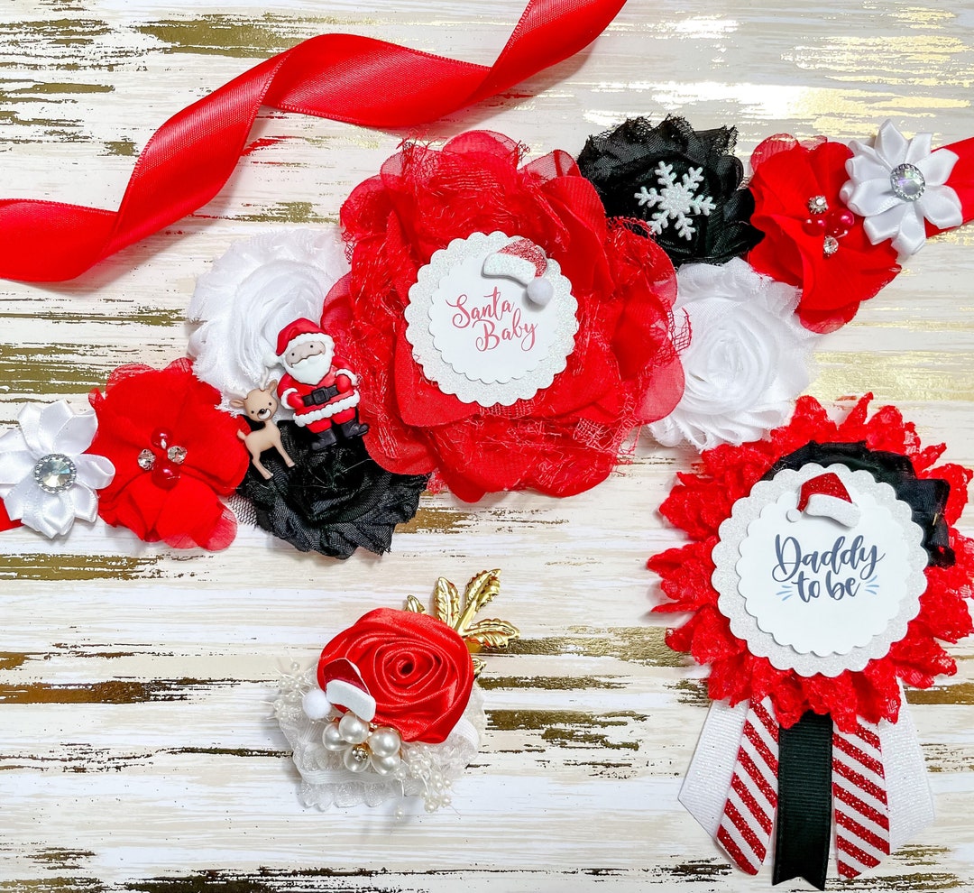 Santa Baby Baby Shower Mom to Be Sash, Maternity Sash, Santa Baby Theme ...