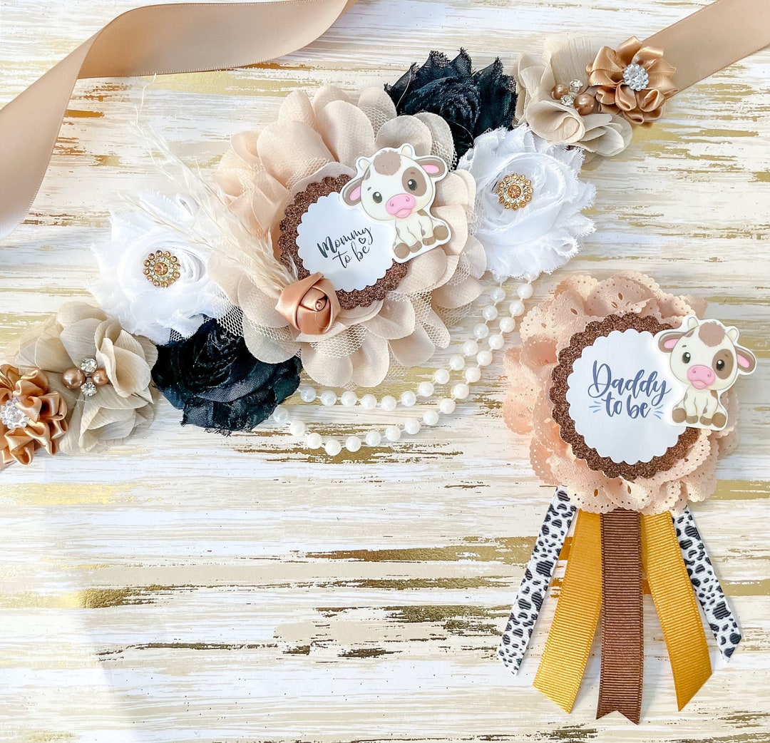 Baby Cow Baby Shower Sash, Brown Cow Baby Shower Sash, Cowboy Baby ...