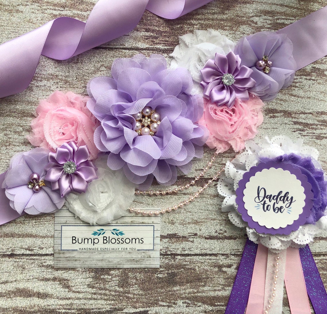 Lavender Maternity sash Lavender Baby Shower Sash Purple and | Etsy