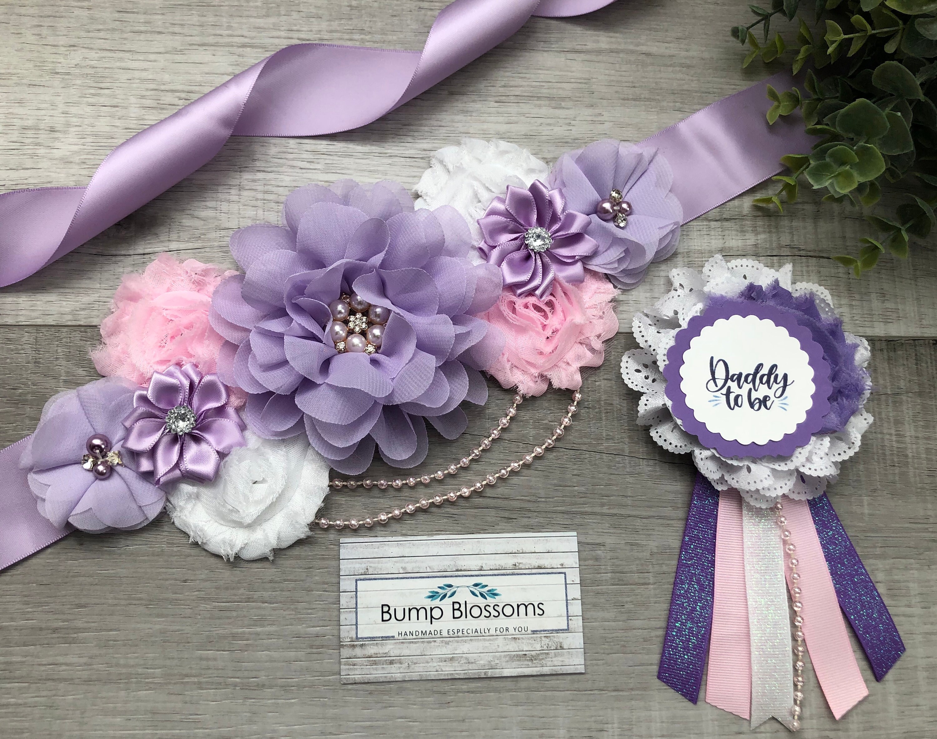 Lavender Maternity sash Lavender Baby Shower Sash Purple and | Etsy