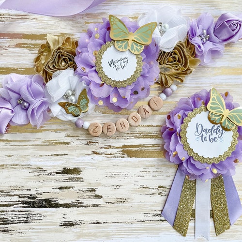 Purple and Gold Lavender Baby Shower Mommy to Be Maternity - Etsy