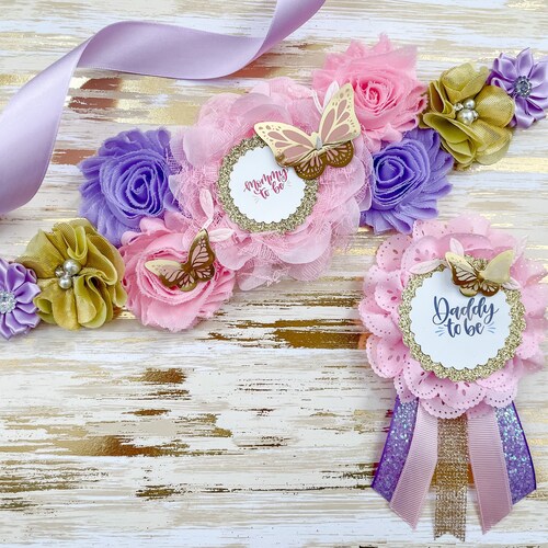Purple and Gold Lavender Baby Shower Mommy to Be Maternity - Etsy