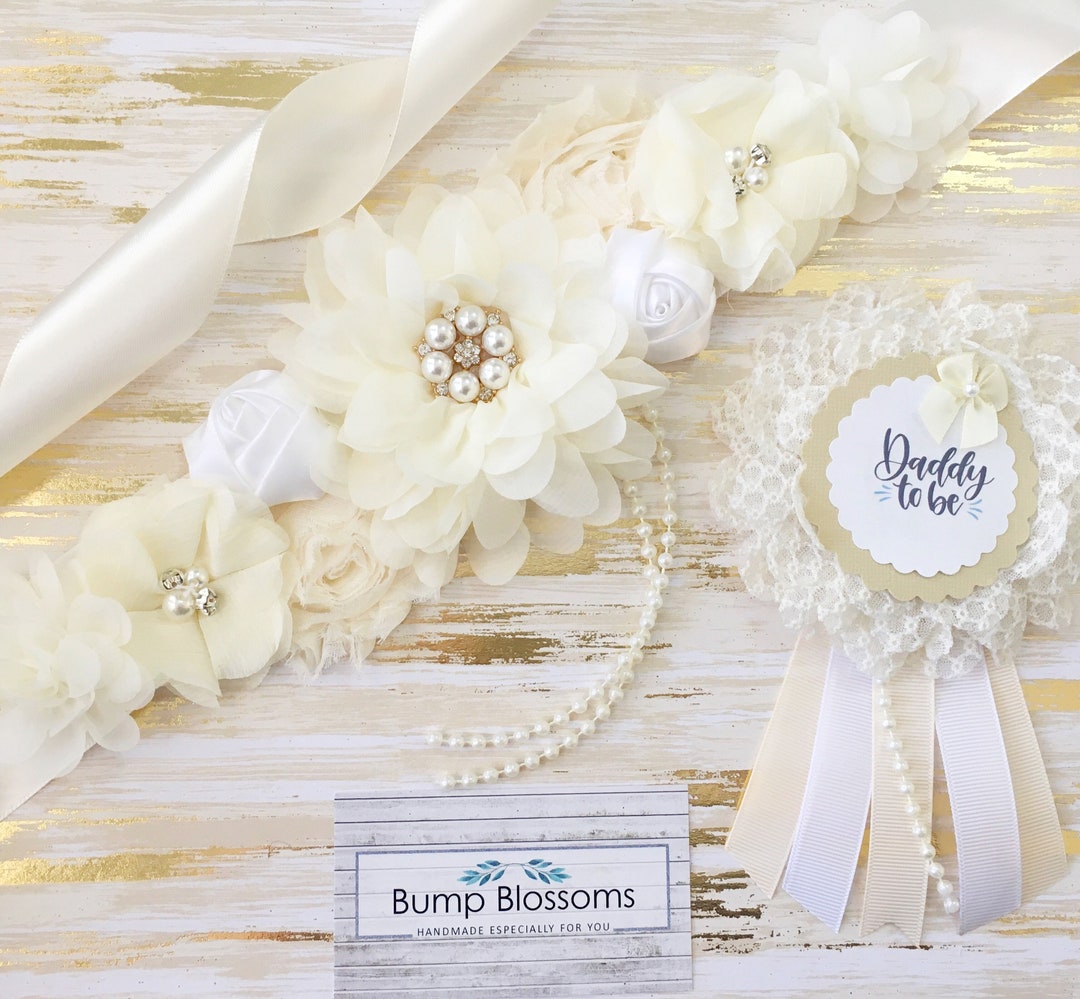 Ivory Maternity Sash for Baby Shower, Ivory Mom to Be Sash, White Ivory ...