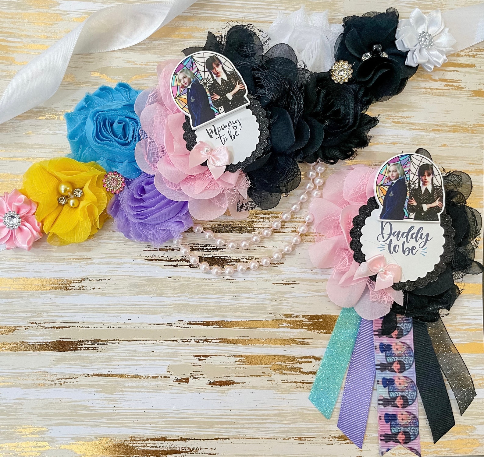 Wednesday and Enid Baby Shower, Mom to Be Sash for Baby Shower ...