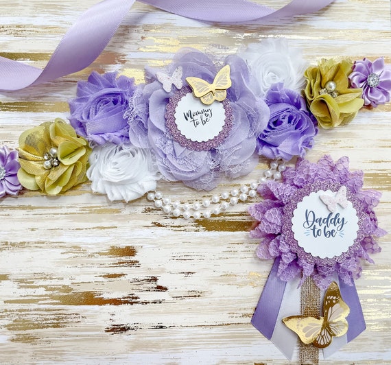 Purple and Gold Lavender Baby Shower Mommy to Be Maternity | Etsy