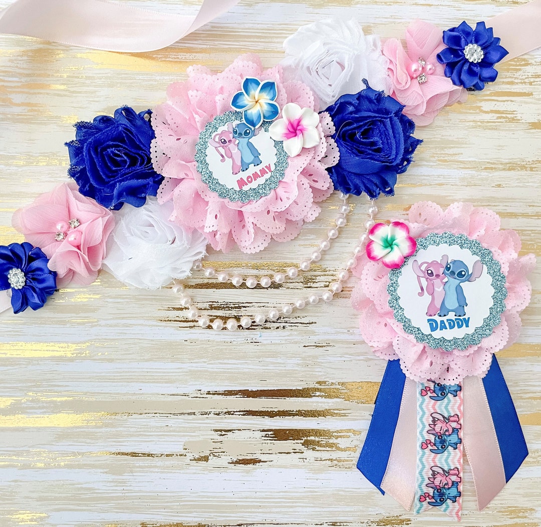 Stich and Angel Baby Shower Mommy to Be Maternity Sash, Gender Reveal ...