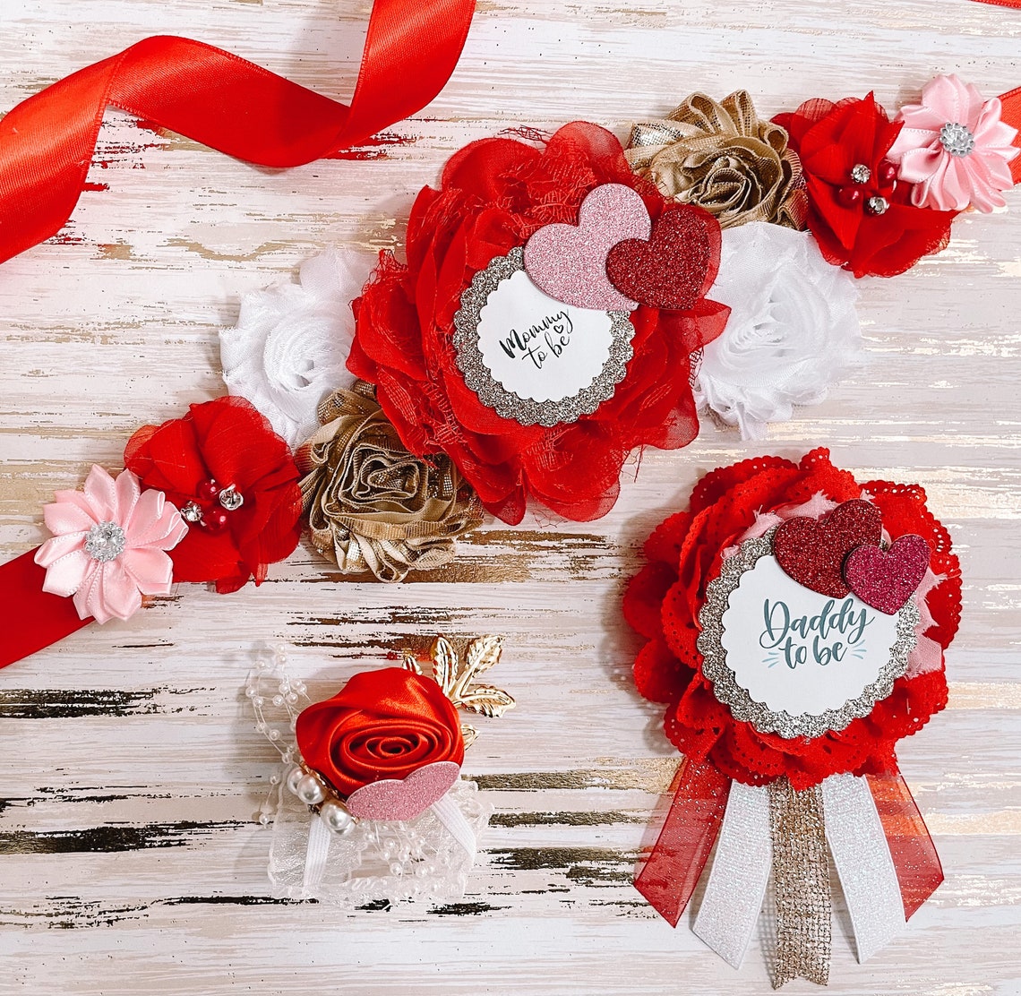 Valentine Gender Reveal Sash Valentine Baby Shower Sash Mom - Etsy