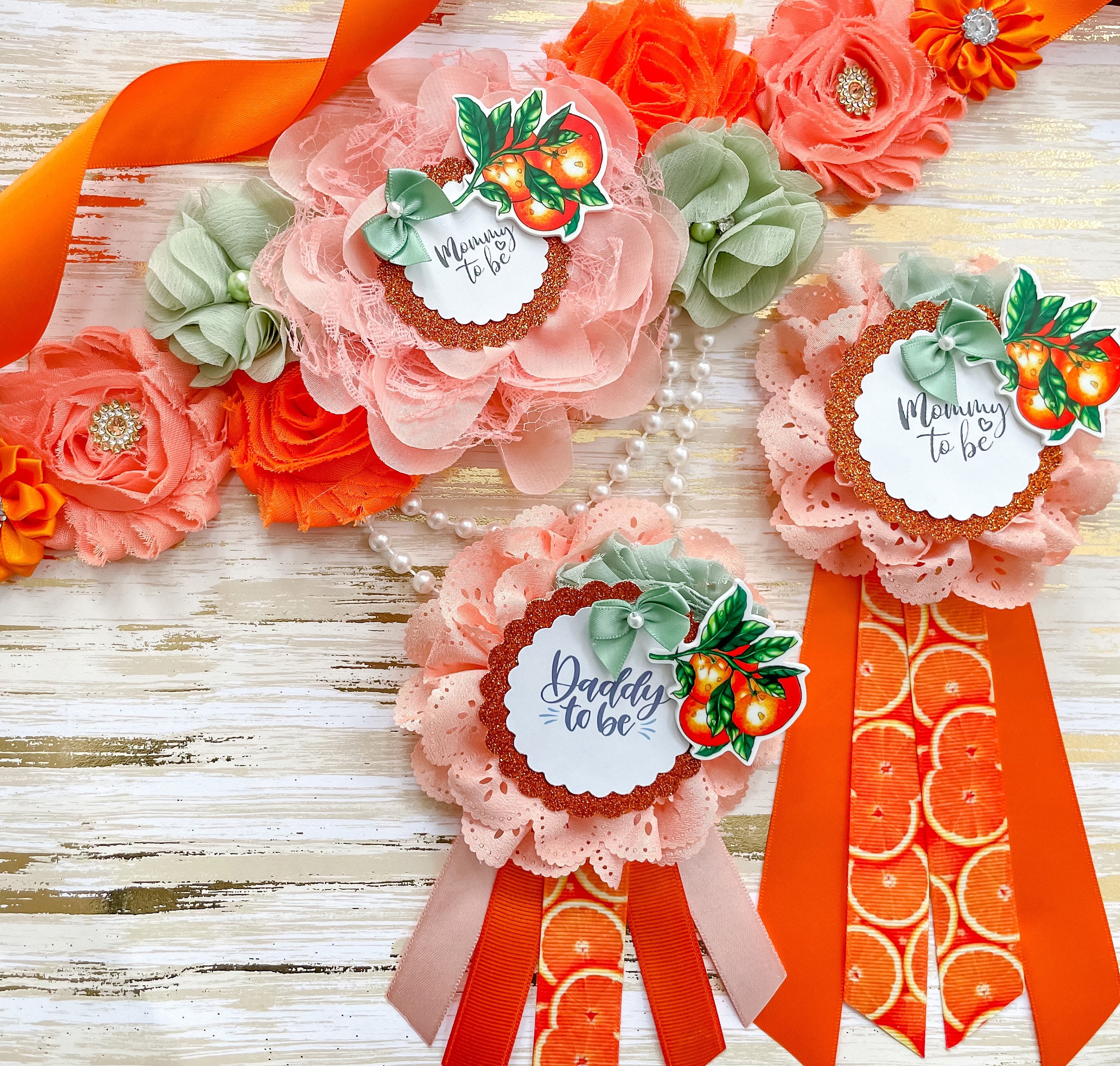 A Little Cutie is on the Way Orange Baby Shower Sash Gender Reveal ...