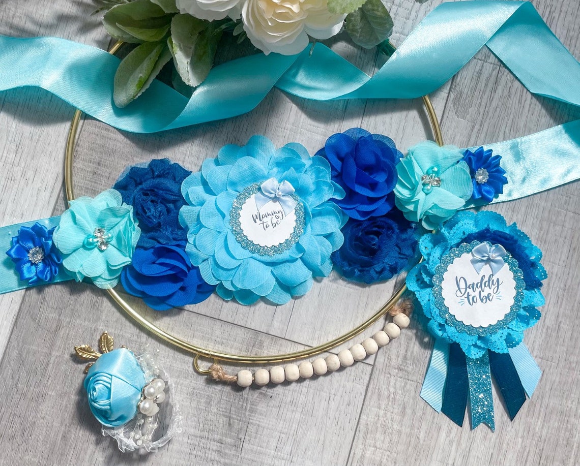 CLEARANCE Baby Blue Royal Blue Boy Maternity Sash Baby Blue - Etsy