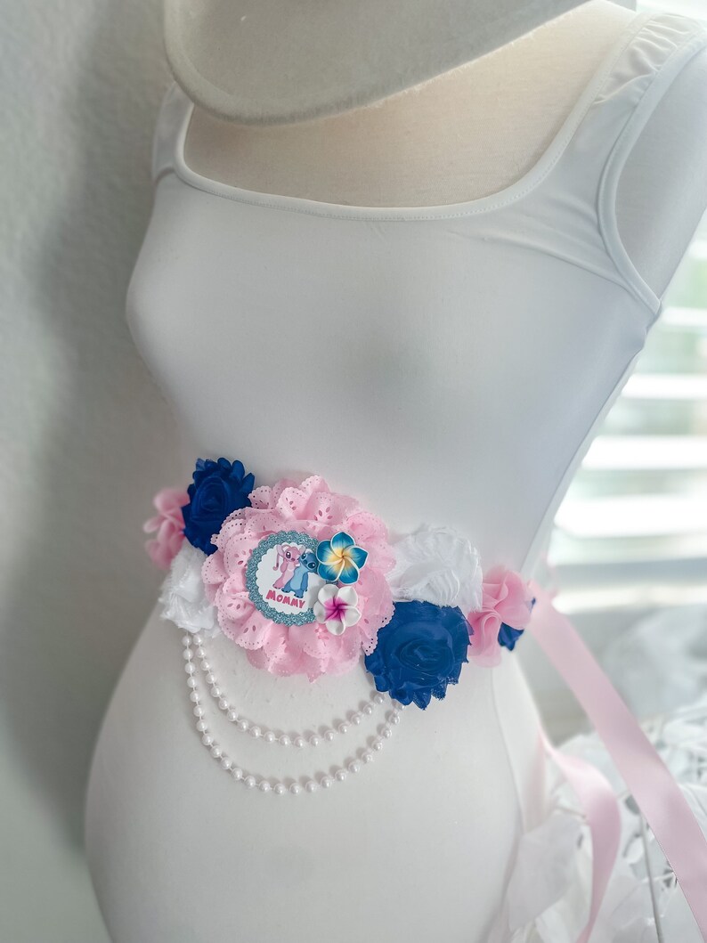 Stich and Angel Baby Shower Mommy to Be Maternity Sash, Gender Reveal ...