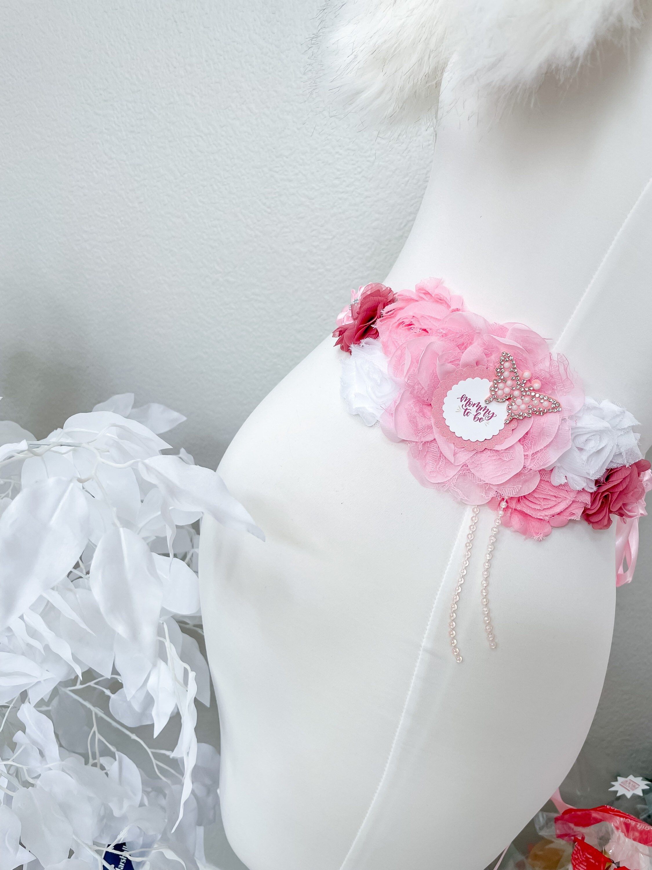 Pink Butterfly Maternity Sash, Butterfly Mom to Be Sash for Shower ...