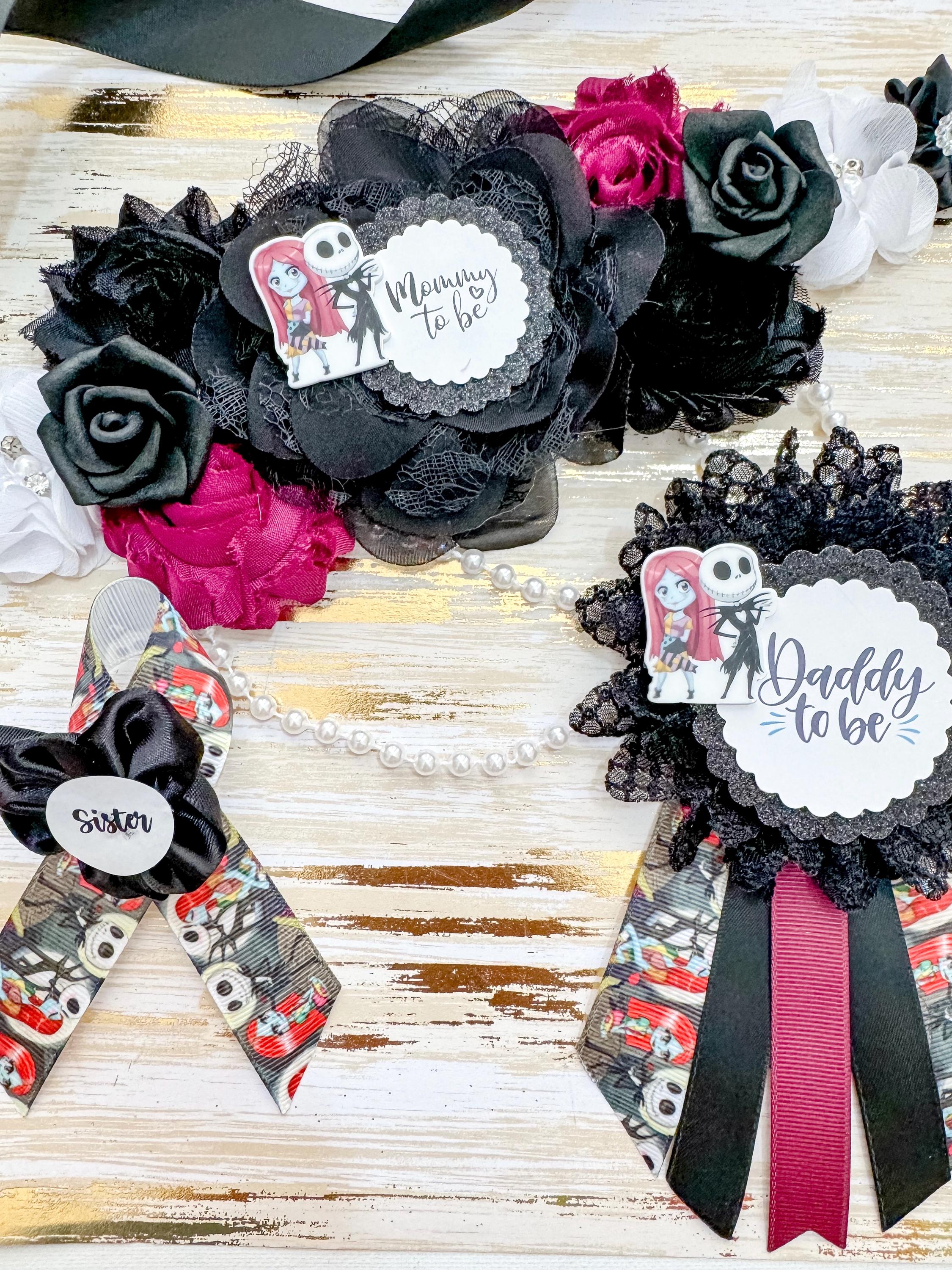 Nightmare Before Christmas Baby Shower Sash and Family Pins, Jack and ...