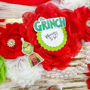 Grinch Baby Shower Sash, Christmas Grinch Red and Green Baby Shower ...