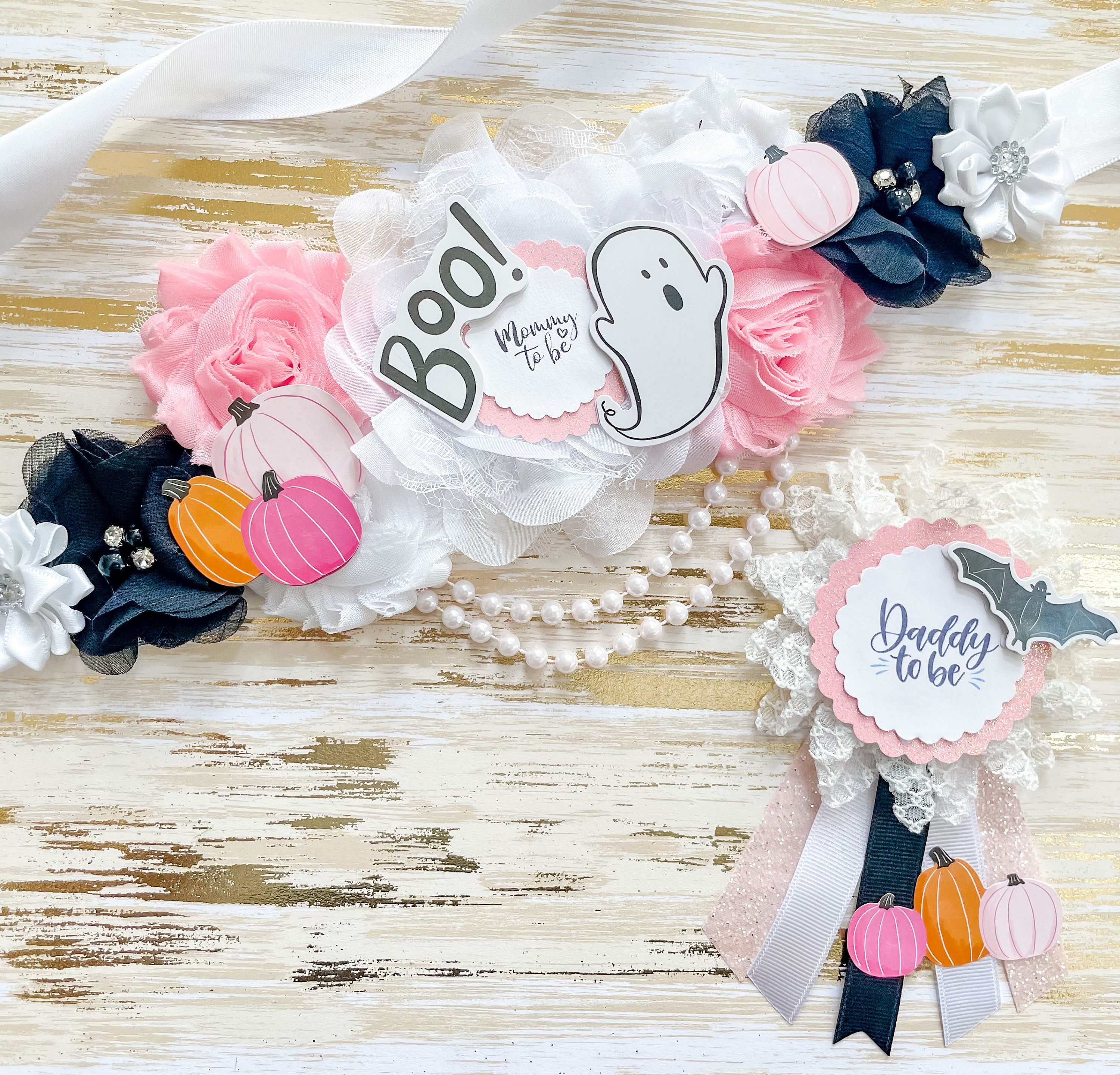 A Boo is Due Baby Shower Mommy to Be Sash and Pin, Boo Halloween Baby ...