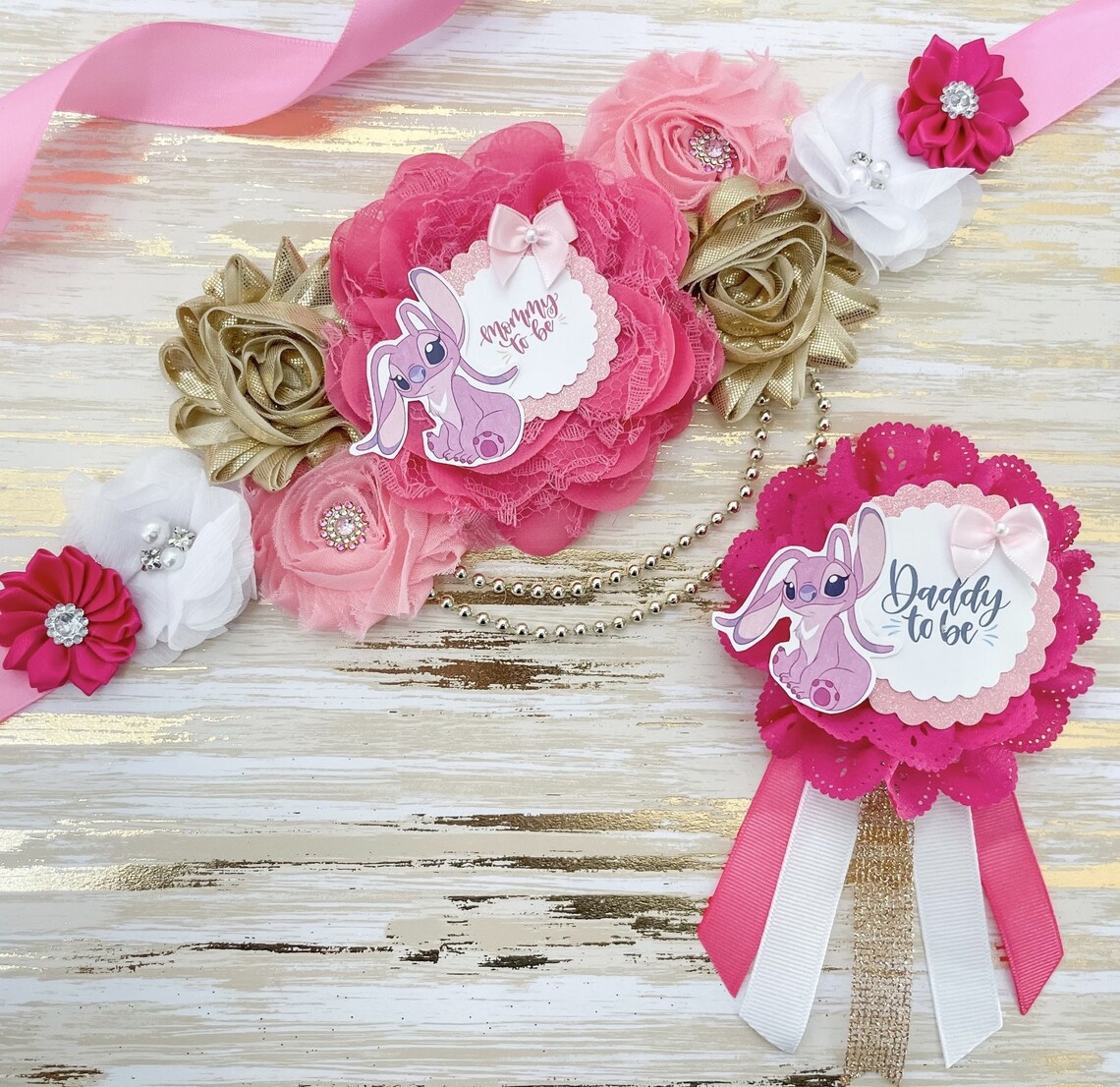 Stitch Angel Baby Shower Sash for Mommy to Be Lilo and Stich Angel Baby ...