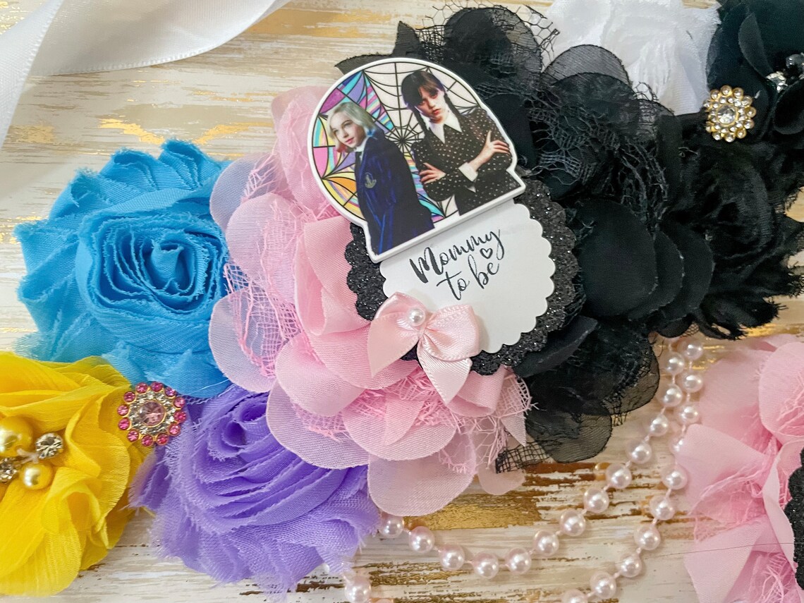 Wednesday and Enid Baby Shower, Mom to Be Sash for Baby Shower ...