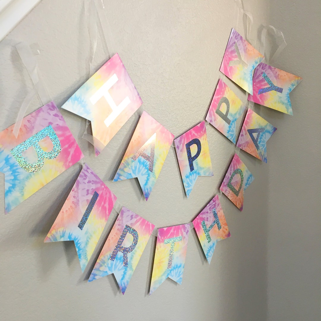 Tie Dye Birthday Banner, Tie Dye Banner for Birthday, Tie Dye Birthday ...