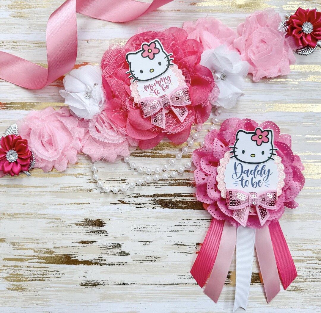 Pink Hello Kitty Baby Shower Sash for Mommy to Be, Hello Kitty Mom to ...