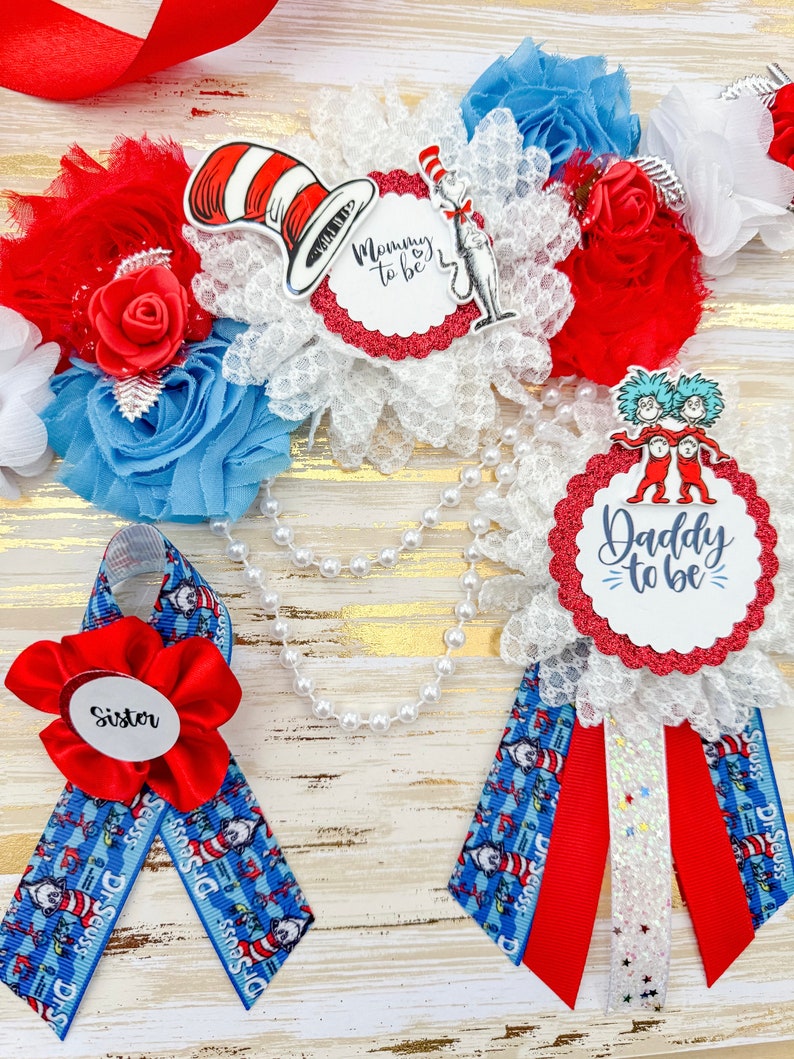 Dr Seuss Baby Shower Sash, Thing 1 Thing 2 Baby Shower Mommy to Be Sash ...