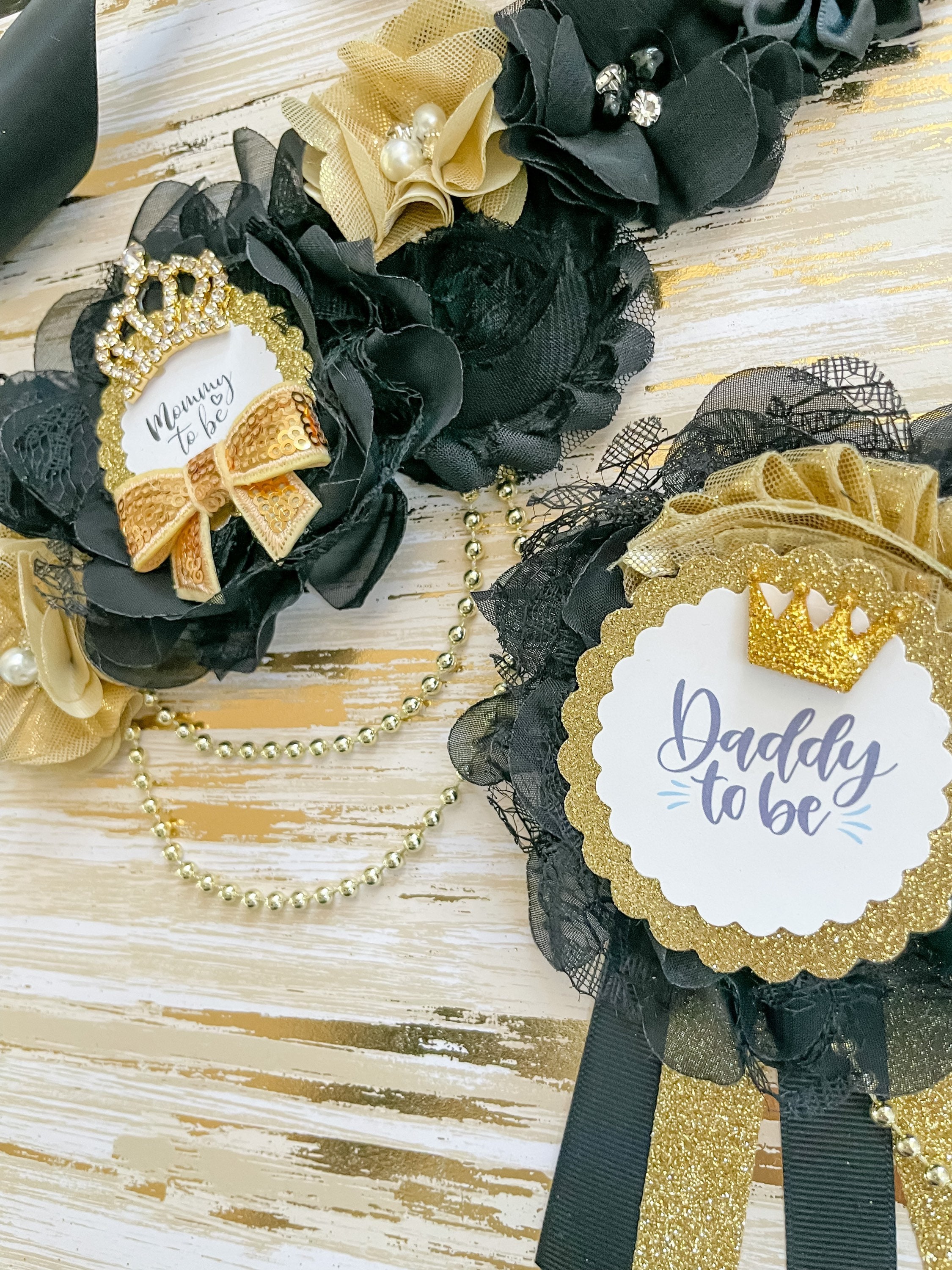 Black and Gold Prince Baby Shower Sash for Mommy to Be, Crown Prince ...