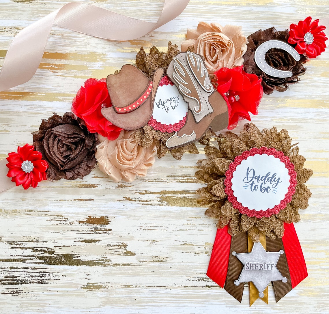 Cowboy Baby Shower Mom to Be Sash, Red and Brown Cowboy Baby Shower ...