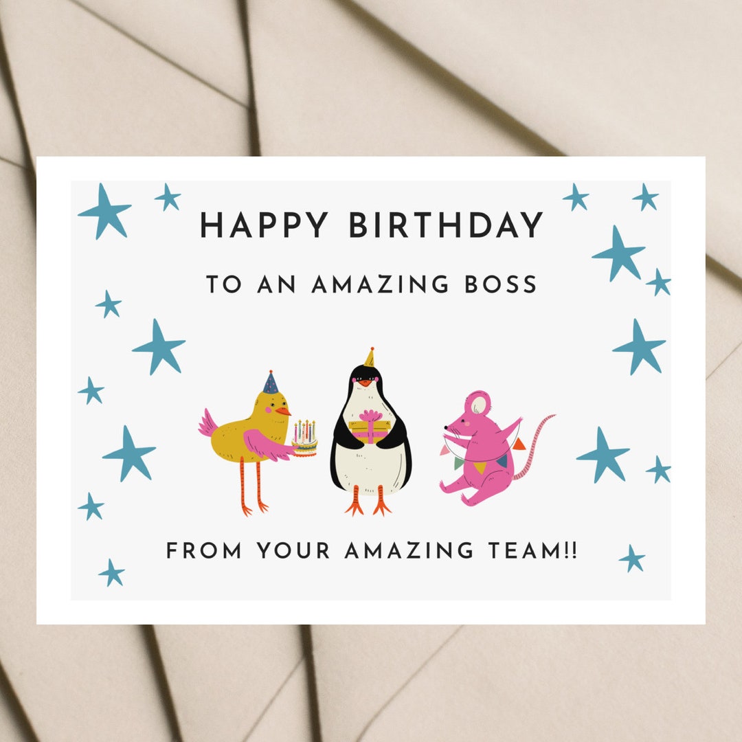 Boss Birthday Card from Your Amazing Team - Etsy