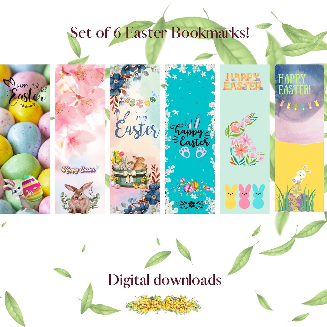 Kids Bookmarks Set of 6, Easter Bookmarks, Digital Bookmarks to ...
